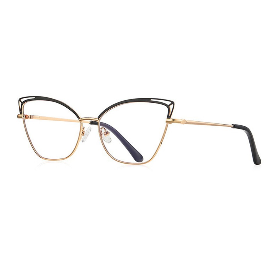 Cat Eye Metal TR Eyeglasses Frame Clear Lens Hollow-out Butterfly ...