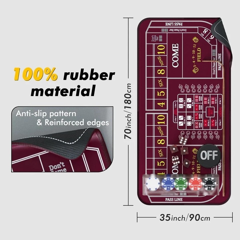 Craps Mat 70" X 35" Craps Table Top Set Craps Table Mat Craps Table Top ...