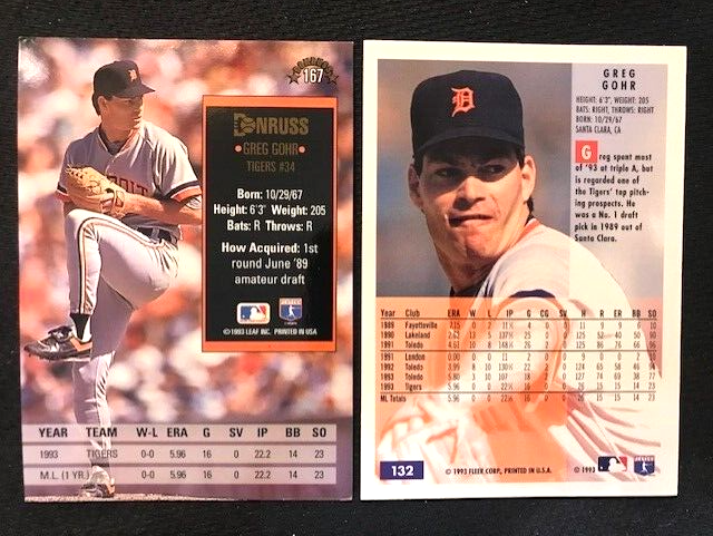 MLB - Greg Gohr 1994 Donruss & 1994 Fleer Baseball - Tigers | eBay