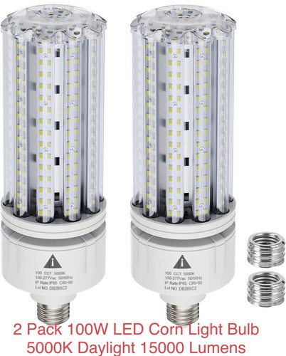 2 Pack 100W LED Corn Light Bulb 5000K Daylight 15000 Lumens Super ...