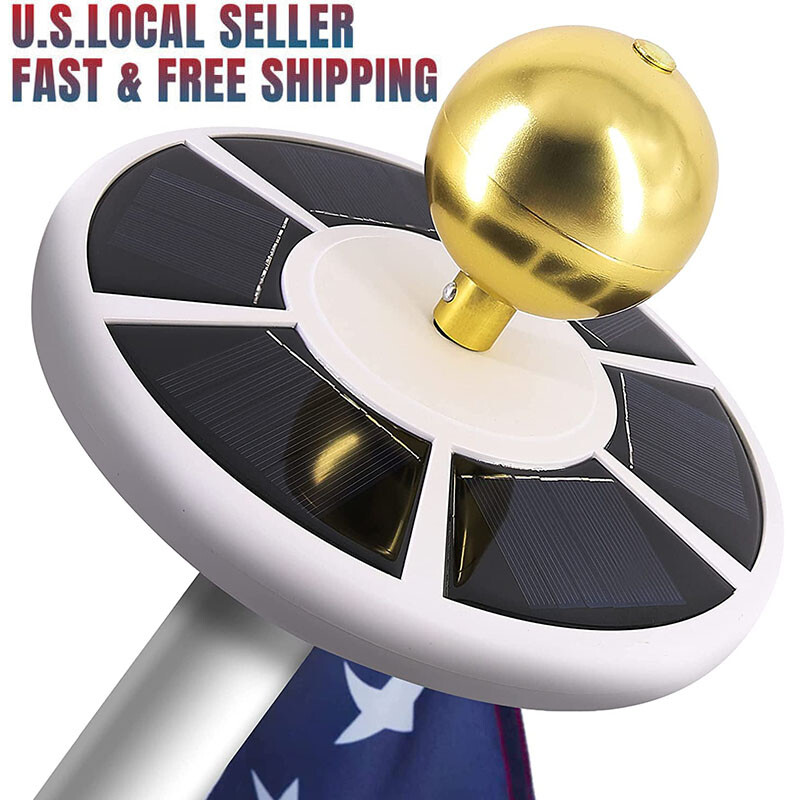 Solar Powered Flag Pole Light 26 LED Auto Active Super Bright Outdoor ...