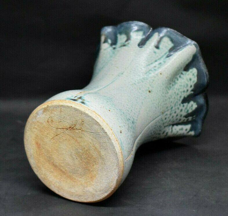 Blue Moon Pottery Indiana Carol Bell Green Studio Pottery Vase | eBay