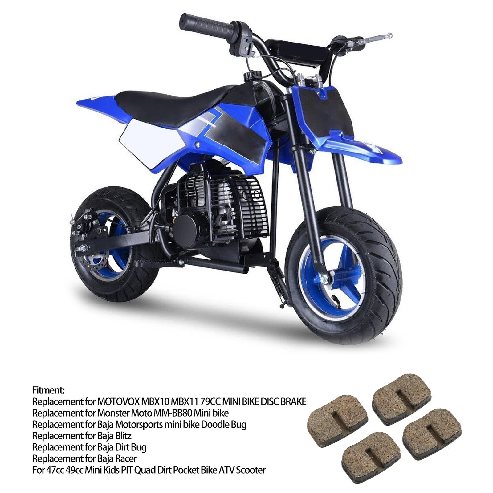 4pcs Rear Disc Brake Pad Set Ceramics For MOTOVOX MBX10 MBX11 79 Mini ...