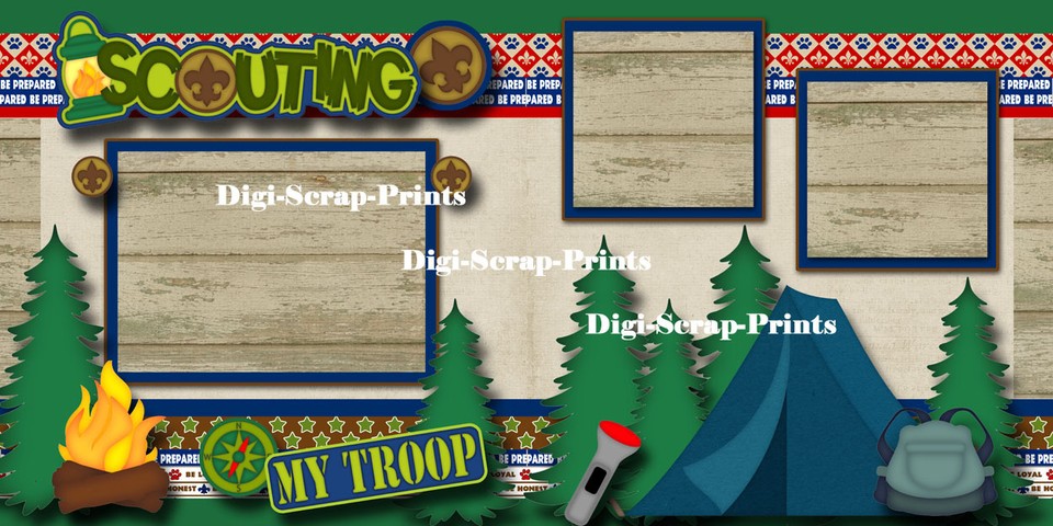 BOY or CUB SCOUTS 2 premade scrapbook pages paper piecing BY DIGISCRAP ...