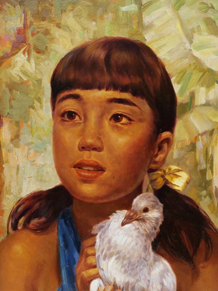 Ralph tyree American French Oil Painting Portrait Girl Guam Philippines ...
