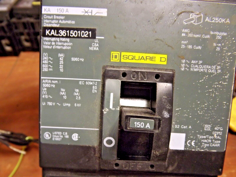 1 SQUARE D KAL KAL36150 - 1021 CIRCUIT BREAKER 150A 150 AMP 3P SHUNT ...
