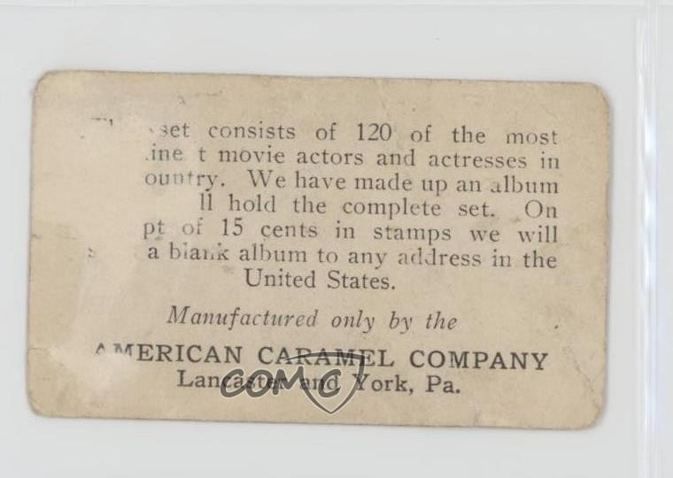 1921 American Caramel Movie Actors and Actresses E123 120 Back Betty ...