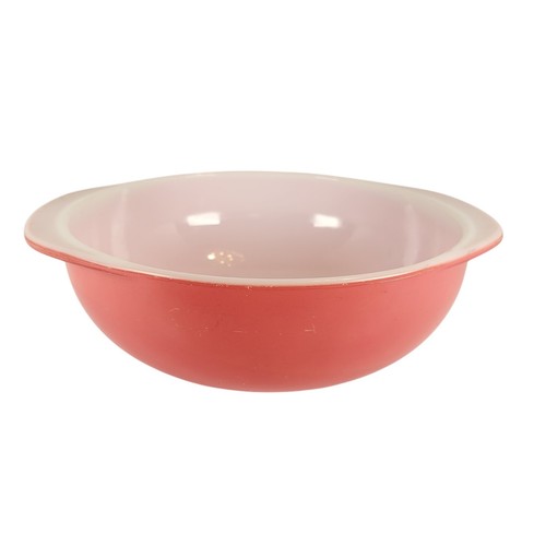 Vintage Pyrex 024 2QT Mixing Bowl Flamingo Pink White Handles USA ...