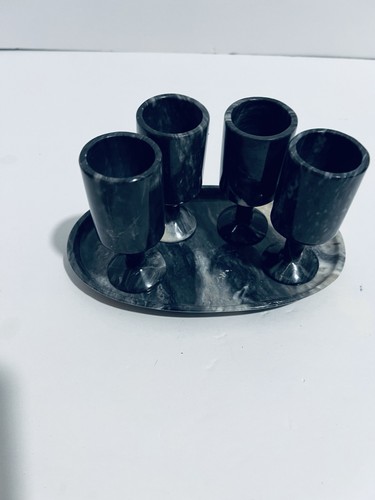Unique Stone Tequila shot Cup glass Set In Stone Washed Gray Rare Item ...