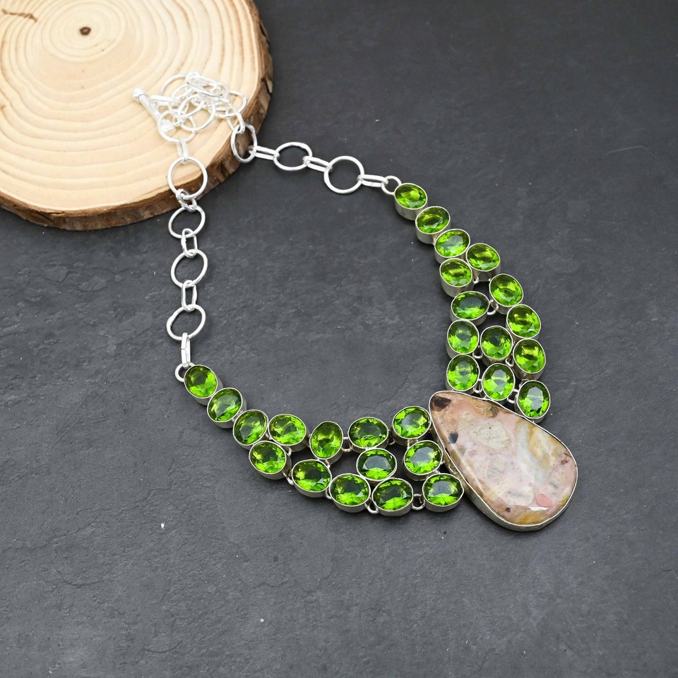 Cappuccino Jasper Peridot Gemstone 925 Sterling Silver Jewelry Necklace ...