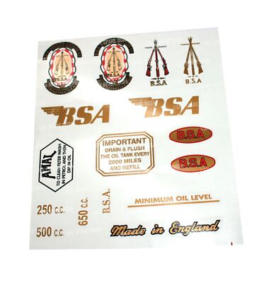 Water Transfer Sticker Set For Bsa Vintage Motorcycle | eBay