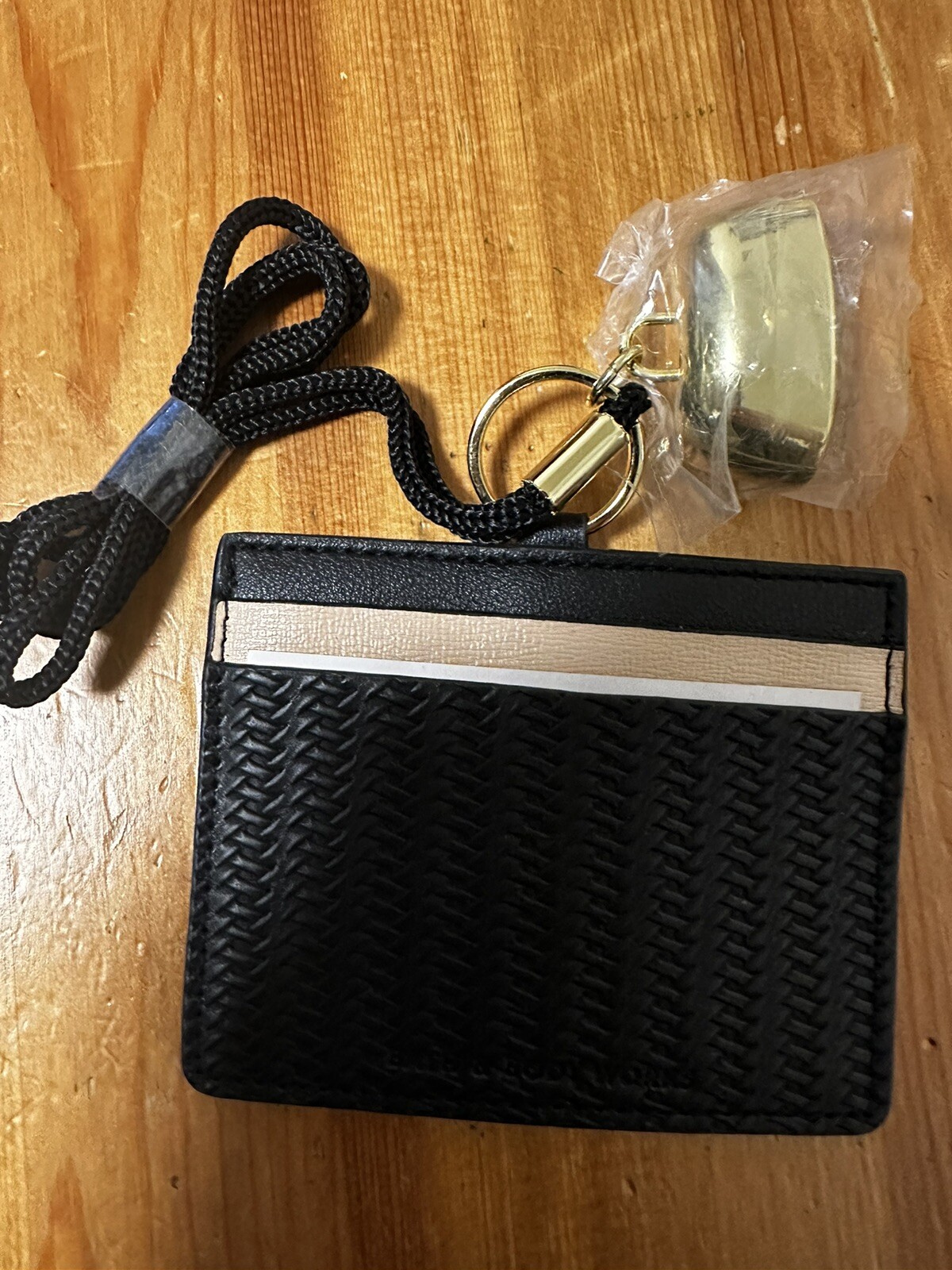 Bath & Body Works Wearable Lanyard Pocket* Bac Black ID Card Key Holder ...