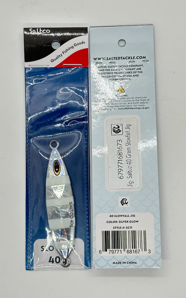 Saltco Slow Pitch Jig 40 Grams Catch Fish Glow Silver Zebra LOT OF 2 ...