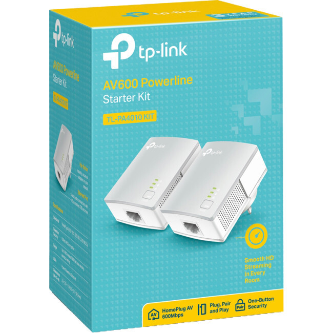 TP-LINK PA4010KIT 600Mbps Powerline Adapter Kit Homeplug AV Standard ...