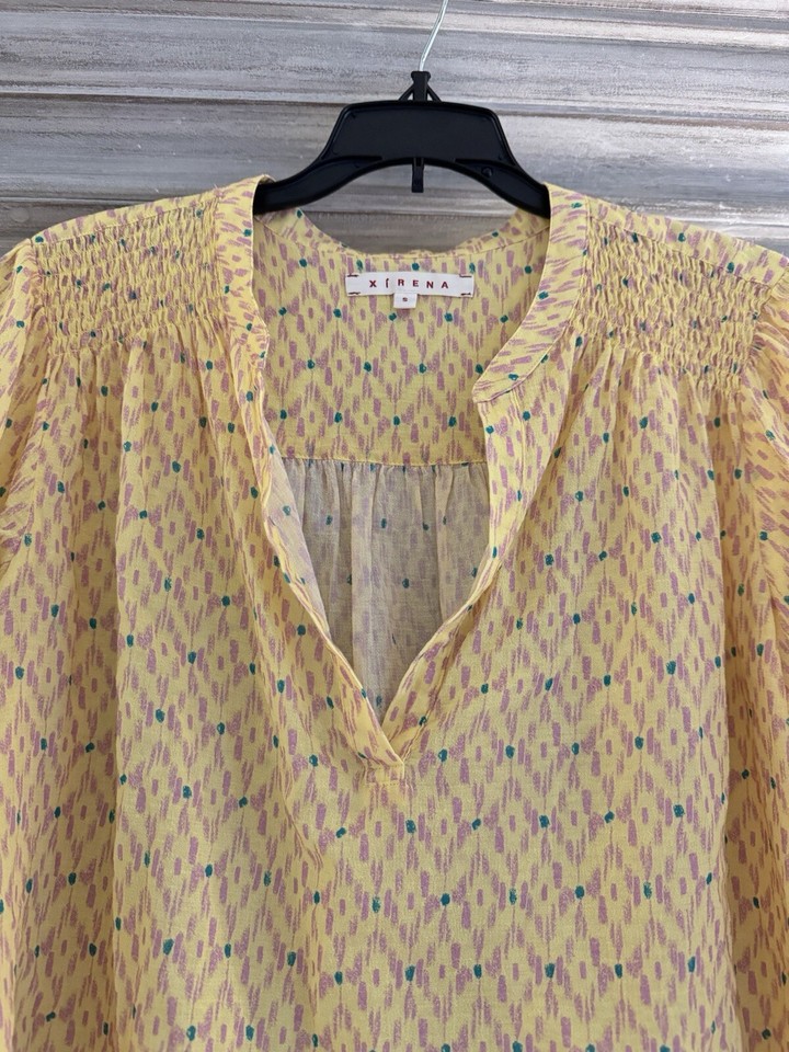 Xirena Yellow Print Blouse Top- Size Small- EUC- Buy It Now | eBay
