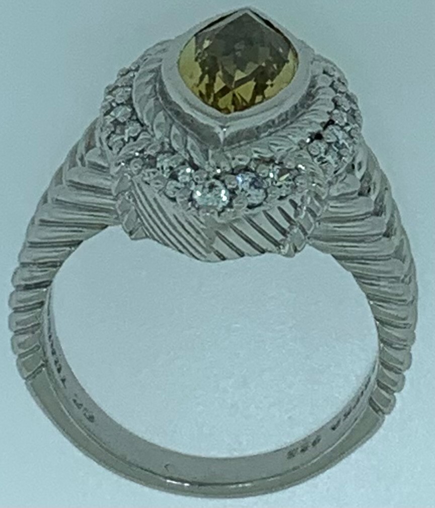 Judith Ripka Citrine Marquise and Diamonique Ring, S… - Gem
