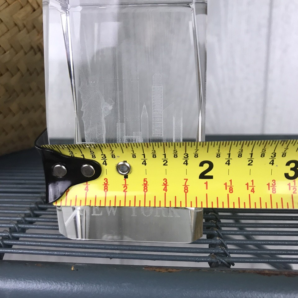 Paperweight Laser Cut Etched Glass Cube New York Twin Towers Statue Of ...