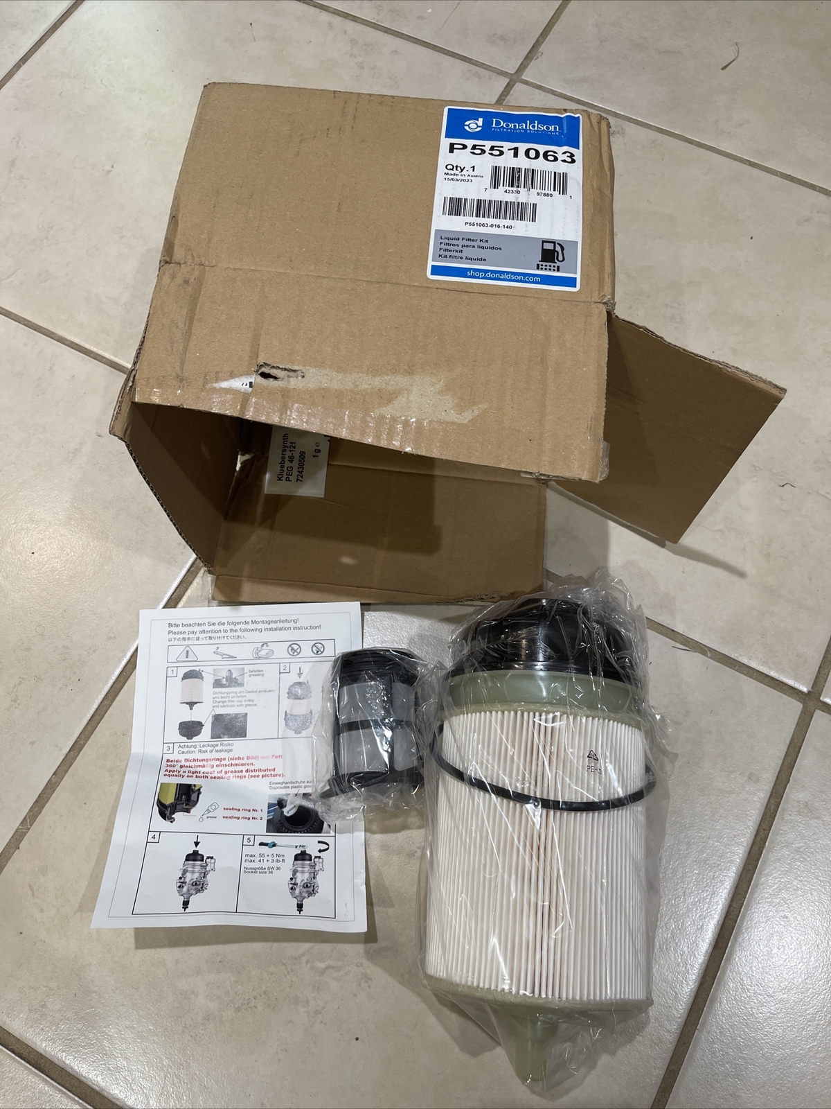 Original Donaldson P551063 . 2 Piece Fuel Filter Kit. DD13-DD15 ...