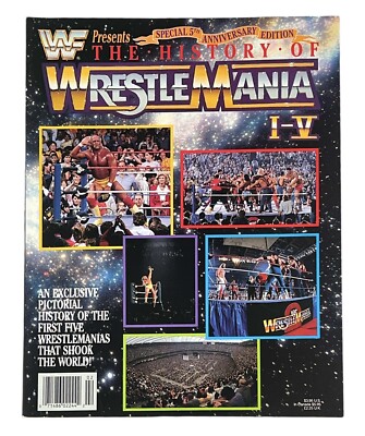 WWE THE HISTORY OF WRESTLEMANIA I-V PROGRAM OFFICIAL LICENSED ORIGINAL ...
