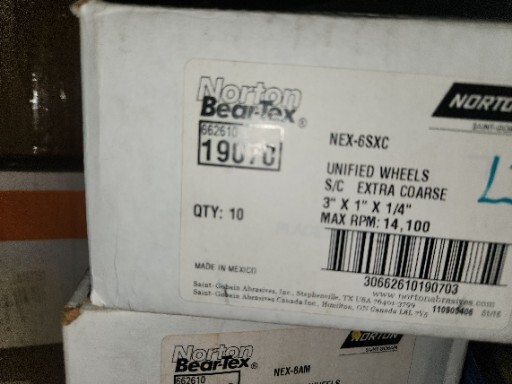 (10) Norton Bear-Tex NEX-8AM UNIFIED WHEELS, 3" X 1" X 1/4", A/O Coarse ...