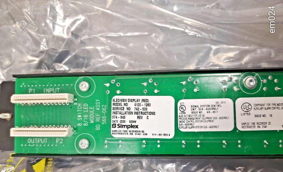 New Simplex 4100-1280 8 LED Switch Display Red Control Module | eBay