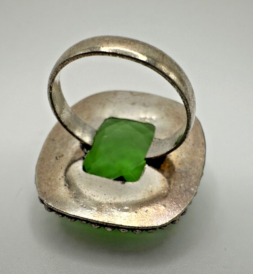 Sterling Silver Green Ring 925 SZ 8 St. Patrick's Day Cocktail ...
