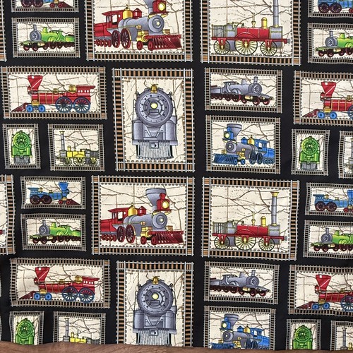 Vintage Train Curtains 2 Panel Set Window Drapes 54" x 51” Long 3” Rod ...