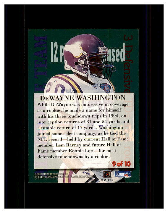 1995 Ultra Achievements Minnesota Vikings Football Card #9 Dewayne ...
