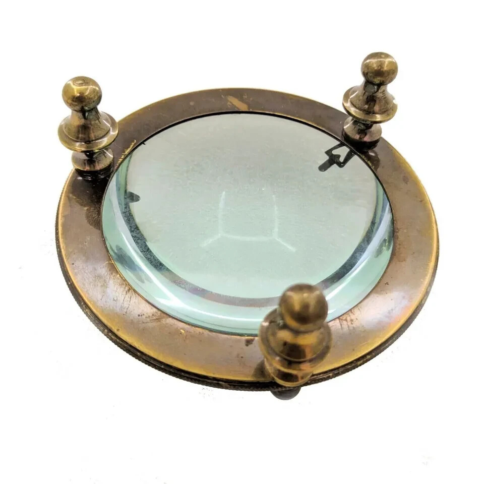 Antique Brass Magnifying Glass Map Reader Magnifying Glass Desk top ...