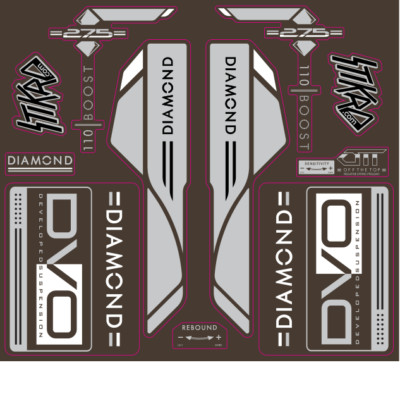 MTB Adhesives Fork Dvo Diamond Boost 16 Scratchproof Stickers Fork | eBay