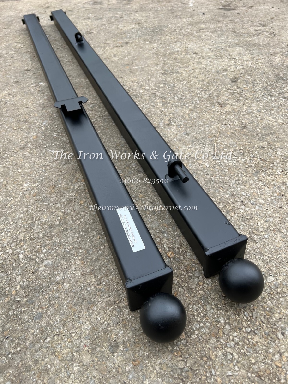 PAIR OF BALL TOP METAL GATE POSTS TO SUIT SMALL GARDEN GATES 60MM ...