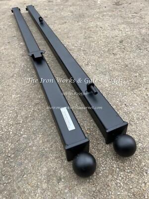 PAIR OF BALL TOP METAL GATE POSTS TO SUIT SMALL GARDEN GATES 60MM ...