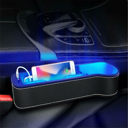 Car Storage Box Left Side Seat Gap Organizer W/ LED Atmosphere ...