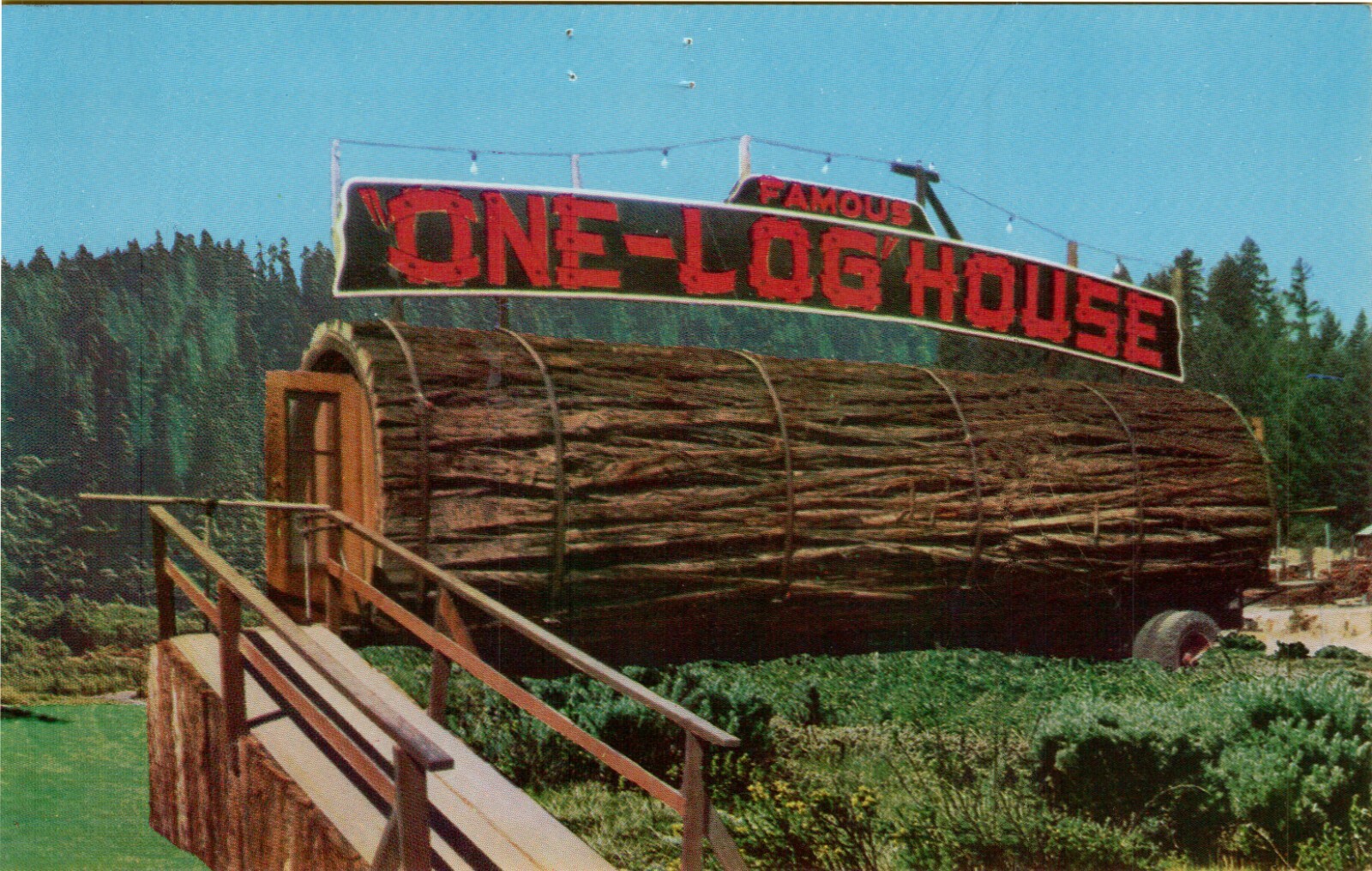Postcard Famous "ONE LOG" House Redwood Tree Garberville California | eBay