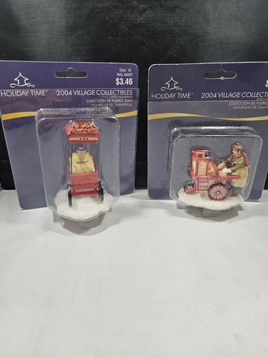 Holiday Time Village Collectibles Hot Dog Vendor and Cart 2004 Popcorn ...