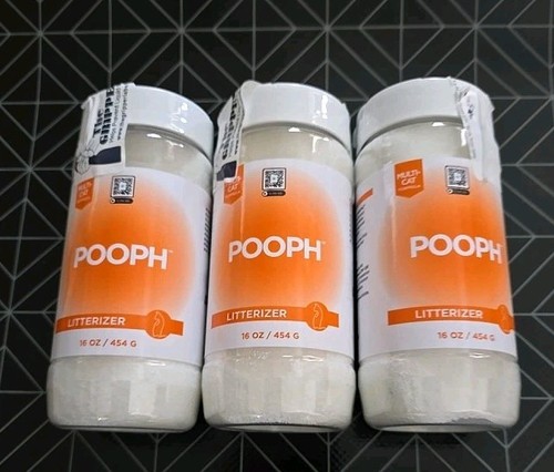 3 Pooph 16 Ounce Kitty Litter Box Deodorizer Odor Eliminator Powder Lot ...