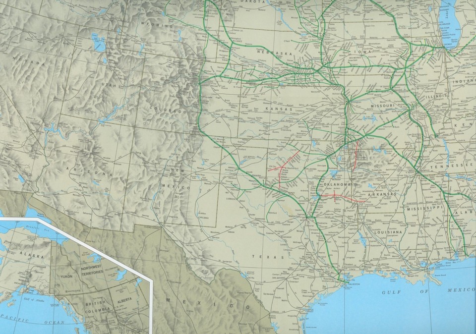 1988 Burlington Northern Railroad System Map USA Train Route Railway ...