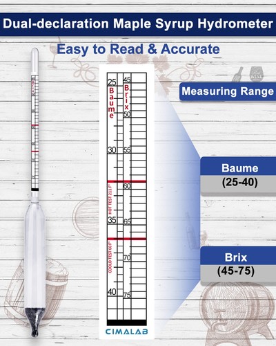 Accurate Hydrometer for Maple Syrup Making Supplies with Brix & Baume ...