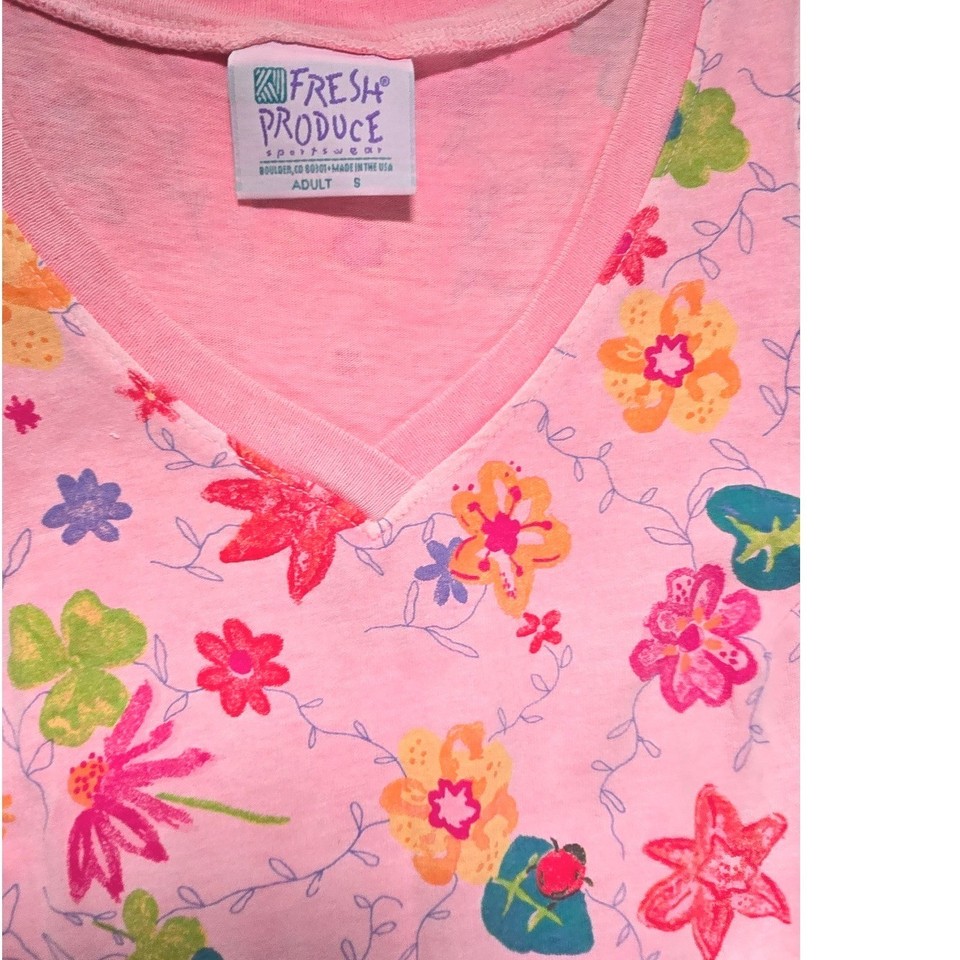 VINTAGE FRESH PROCUDE Pink Floral Sleeveless Knit Dress Adult S see the ...