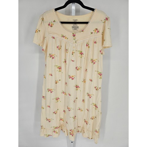 Simply Basic Women's Short Sleeve Round Neck Cotton Buttoned Sleepwear ...