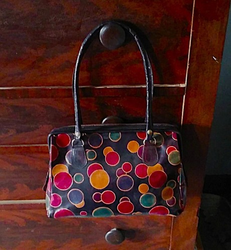 COLORFUL VINTAGE BALLOONS BUBBLES CIRCLES LEATHER PURSE POCKETBOOK BAG ...