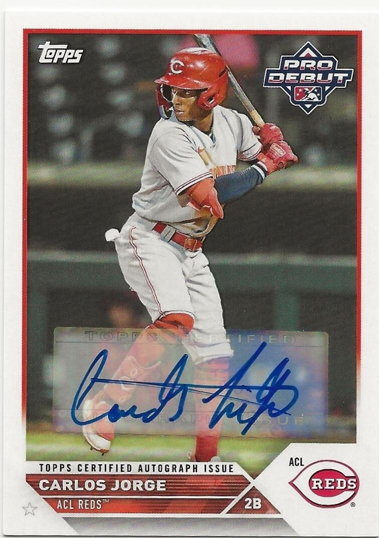 2023 Topps Pro Debut ~ CARLOS JORGE Prospect Auto #PD-74 Reds | eBay