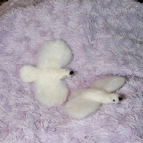 Rustic Needle Felted Wool And Fuzzy White Dove Flying Primitive ...