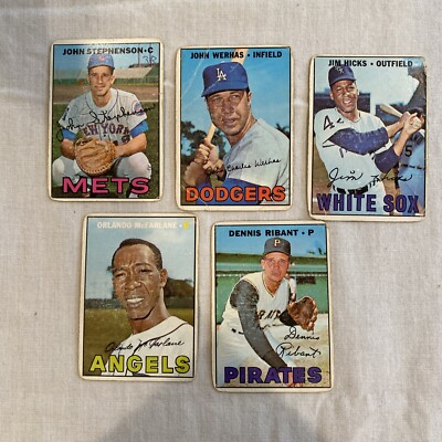1967 Topps Baseball Card Lot of 5 Semi High Numbers Poor to Good ...