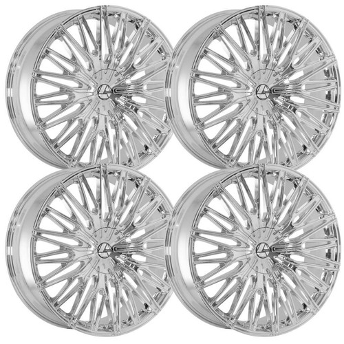 (Set-4) Azara AZA-522 22x9.5 5x115/5x120 15mm Nano Chrome wheels rims ...