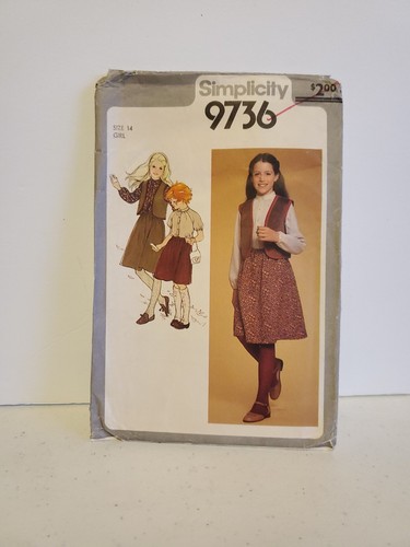 Simplicity Pattern 9736 Girls Skirt Blouse Unlined Vest Size 14 Uncut ...