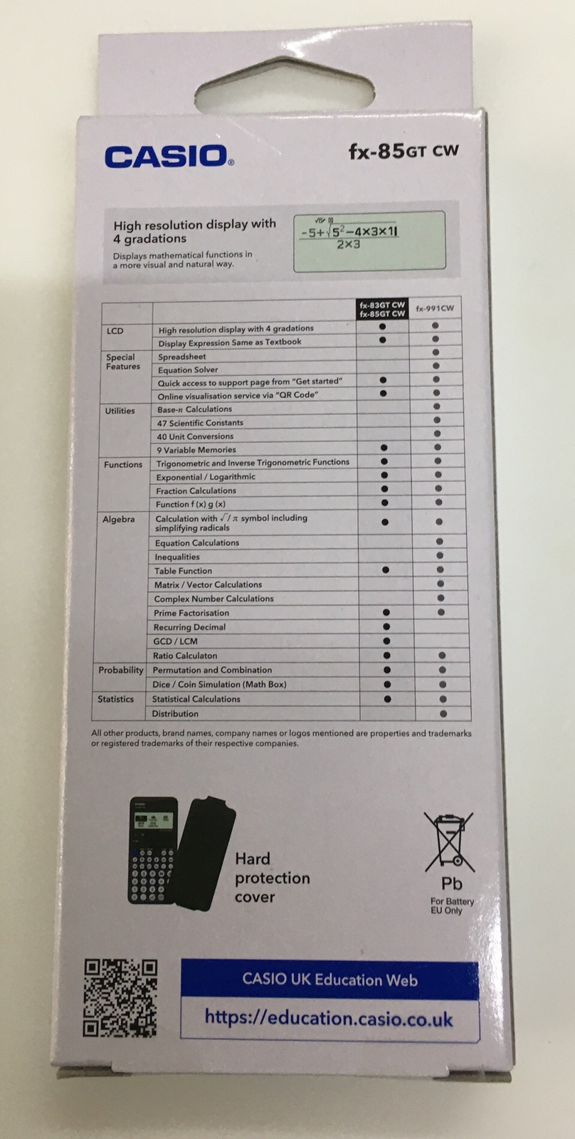 Casio ClassWiz Scientific Calculator FX-85 GTCW, Black - FX-85GTCW-W-UT ...