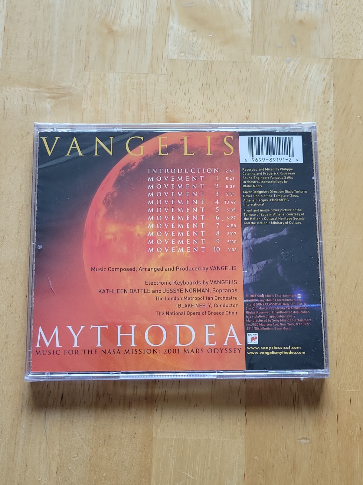 Mythodea by Vangelis Music for The NASA Mission 2001 Mars Odyssey CD ...