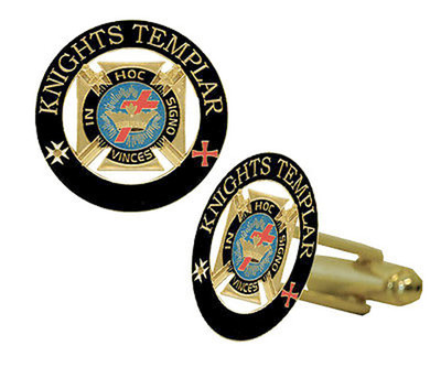 Knights of Templar Masonic Cufflinks - Gold tone w/ color Freemasons ...
