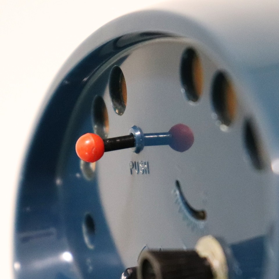 RHYTHM 51141 TOP! Clock Mantel Alarm Vintage Space Age Blue CHROME Desk ...